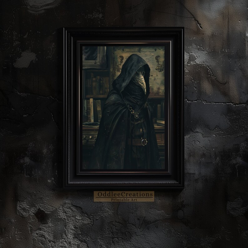 Victorian Plague Doctor Portrait Gothic Digital Wall Art Poster Antique ...