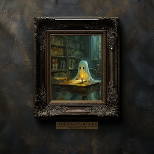 Ghostly Writer Digital Wall Art of a Ghost Writing in a Book, Spooky ...