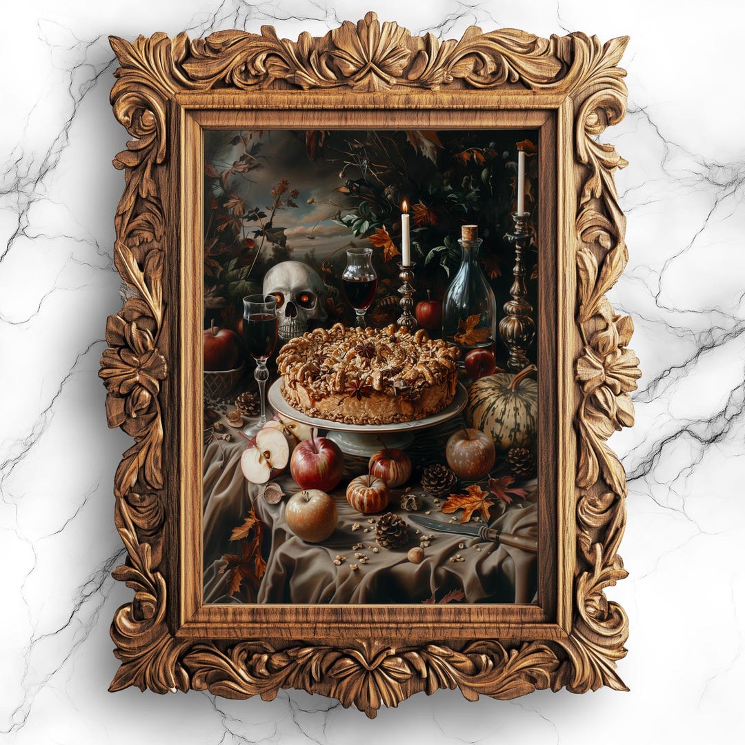 Apple Pie Oil Painting, Spooky Food Wall Art, Kitchen Decor, Dessert ...