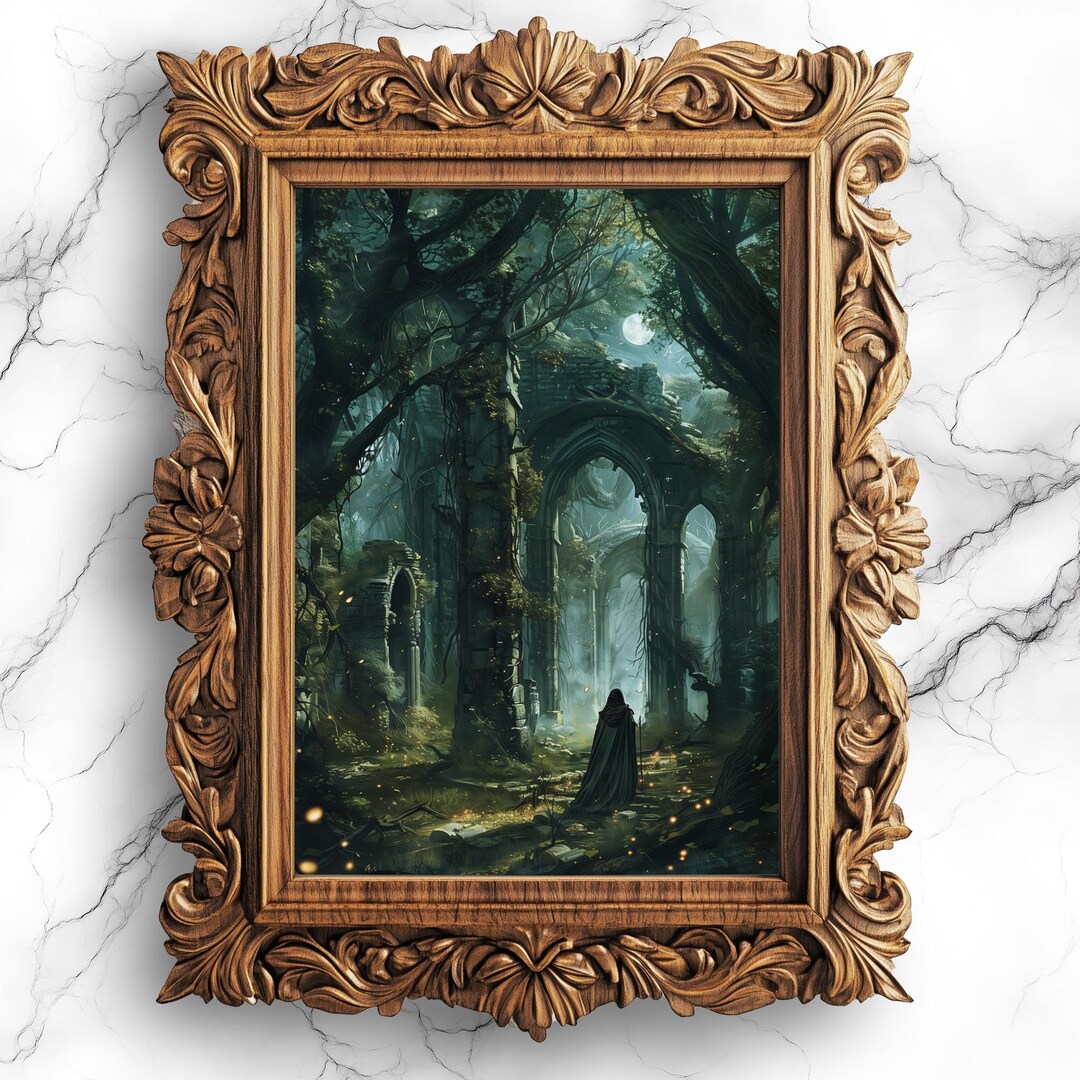 Enchanted Forest Painting Digital Poster | Mystical Woodland Wall Art ...