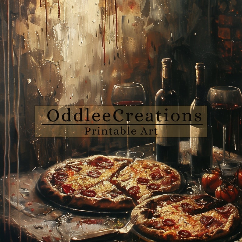 Creepy Pizza Oil Painting - Eerie Room Décor - Spooky Pizza Wall Art ...
