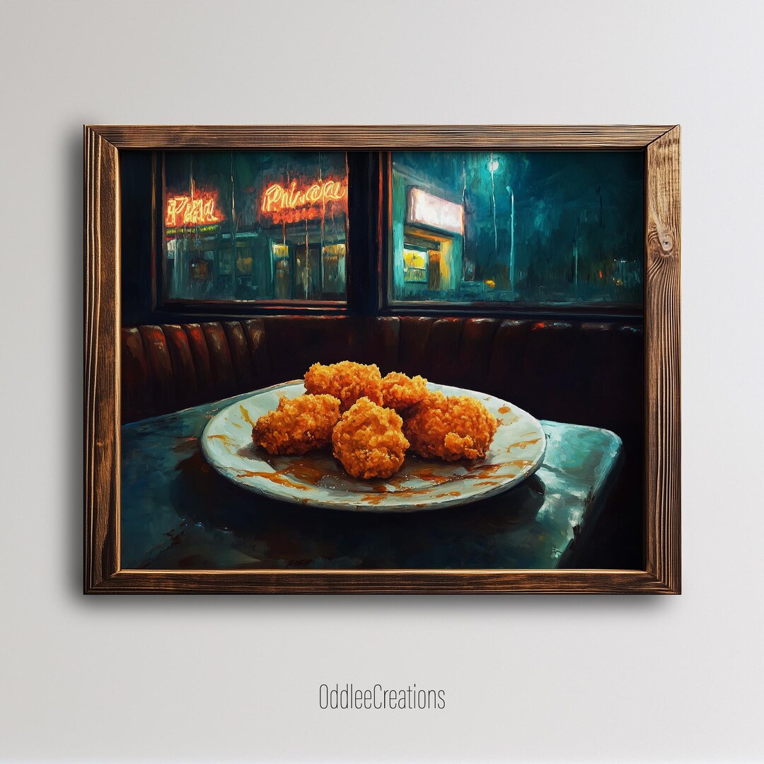 Chicken Nuggets Spooky Diner Scene, Dark Food Art Print, Haunted ...