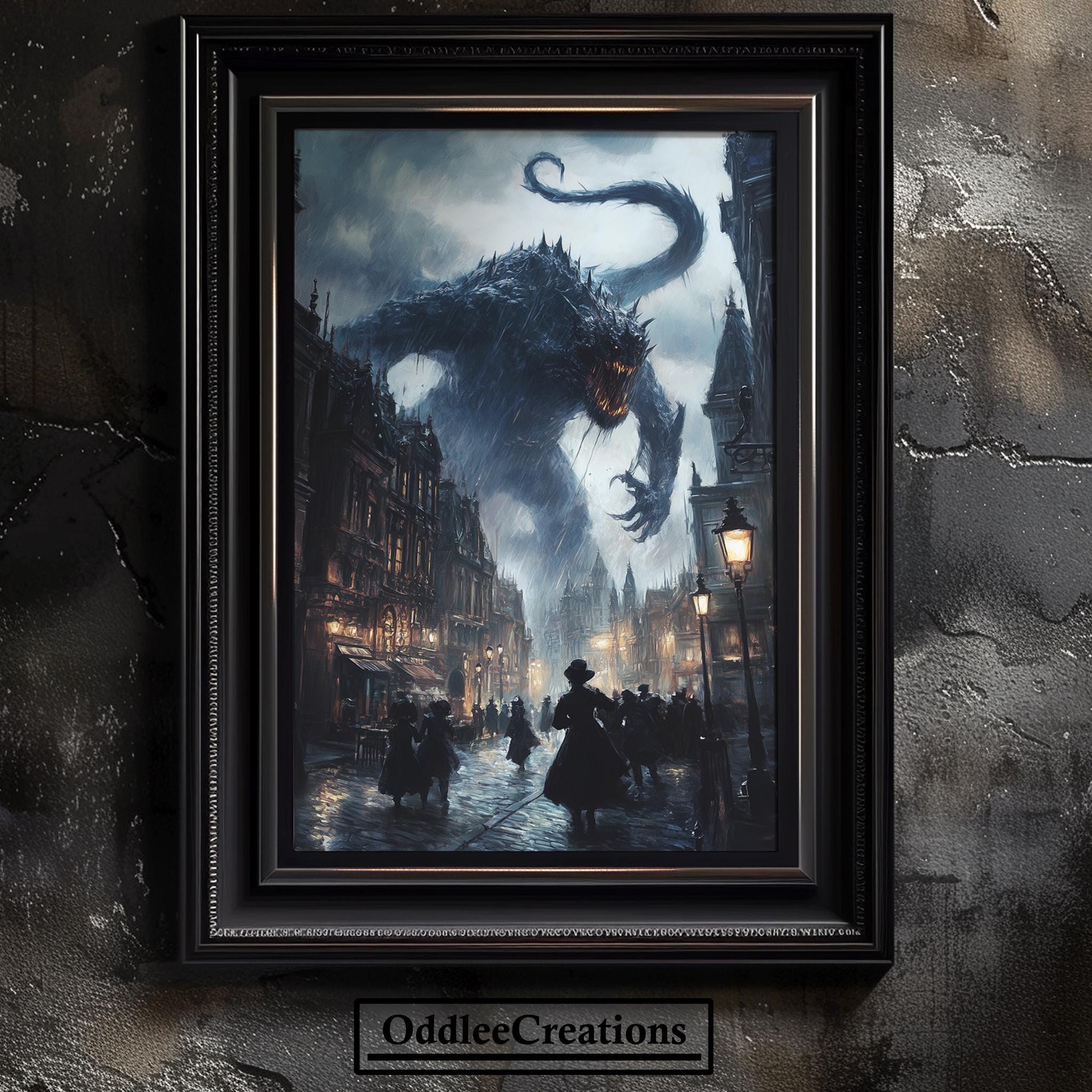 Victorian Era Kaiju Attack Printable Art - Whimsigoth Dark Academia ...