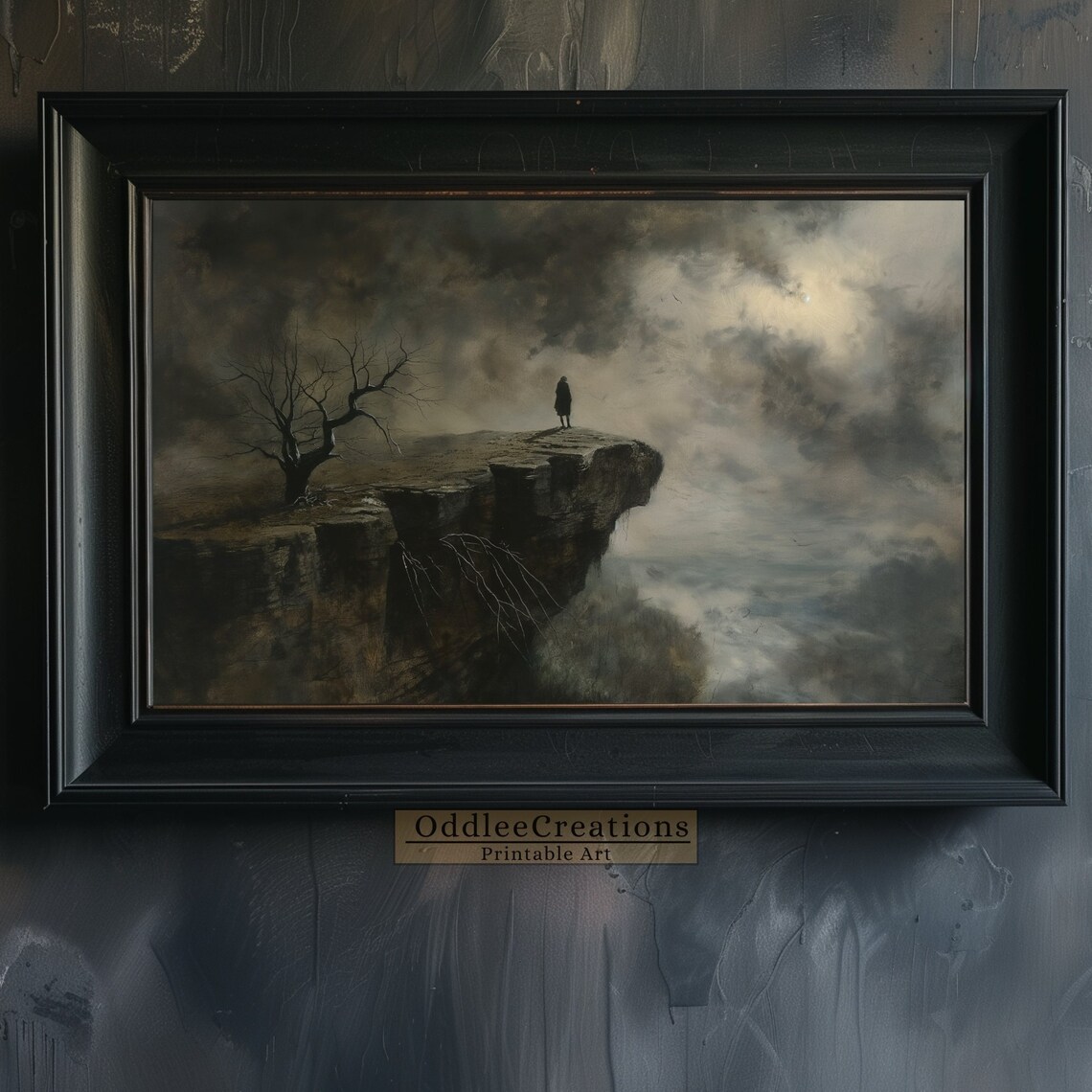 Desolate Landscape Oil Painting Gloomy Overcast Sky Digital Download ...