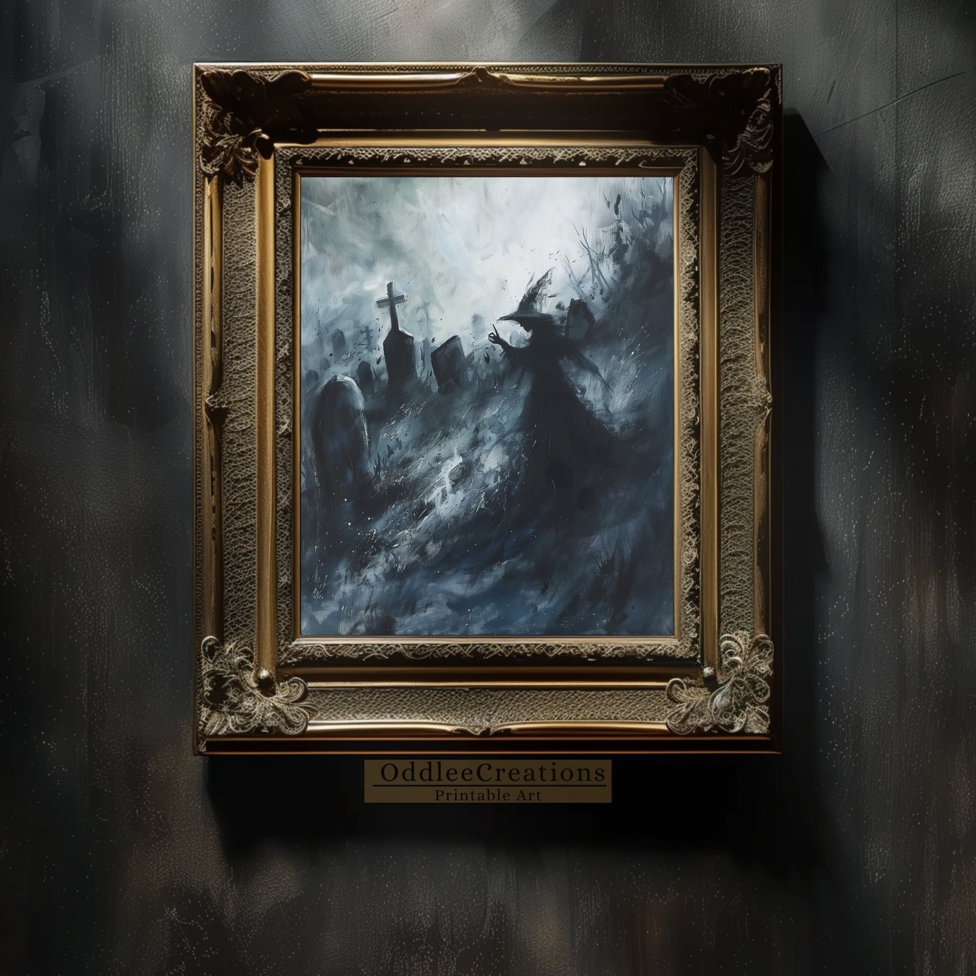 Haunted Graveyard Witch | Gothic Oil Painting | Supernatural Cemetery ...