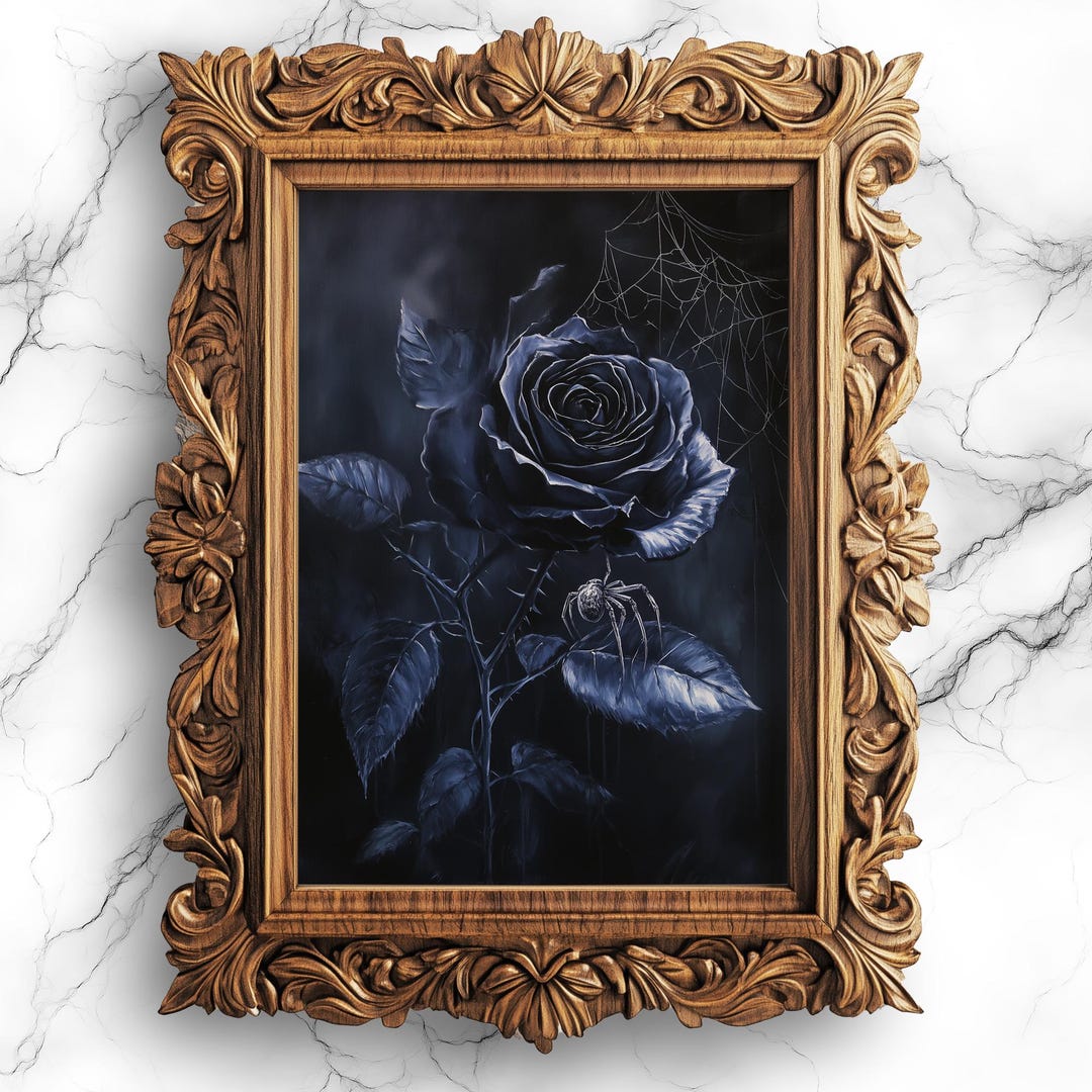 Gothic Rose and Spider Digital Printable Art – Dark Floral Wall Decor ...