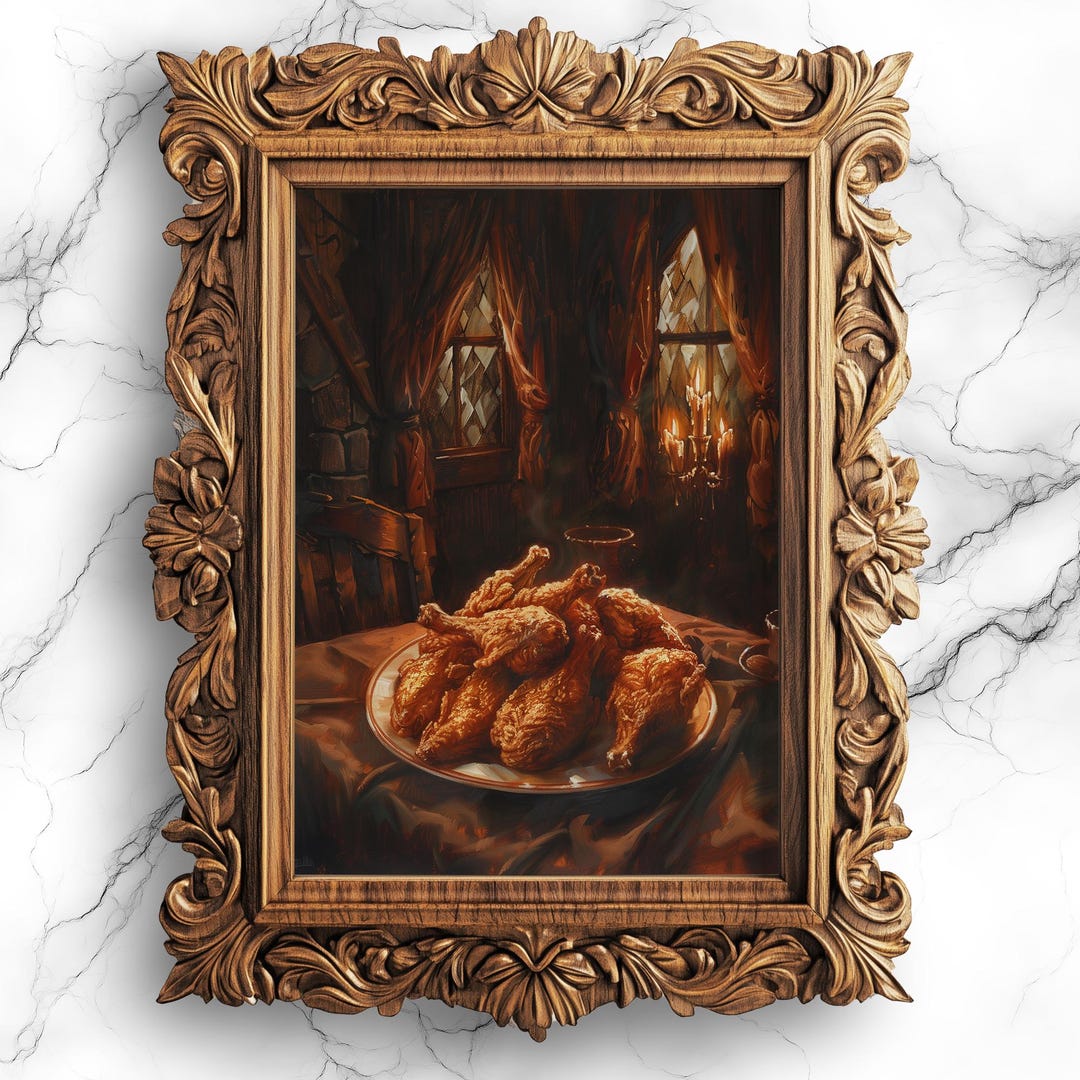 Fried Chicken Digital Wall Art, Delicious Comfort Food Art, Kitchen ...