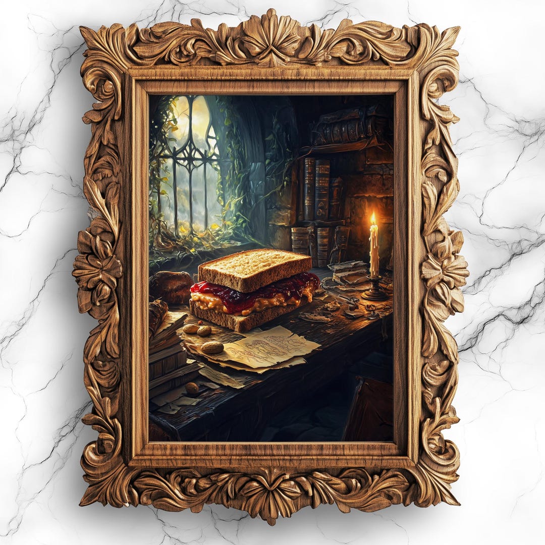 Dark Academia Rogue Desk With PB&J Sandwich - Gothic Fantasy Digital ...