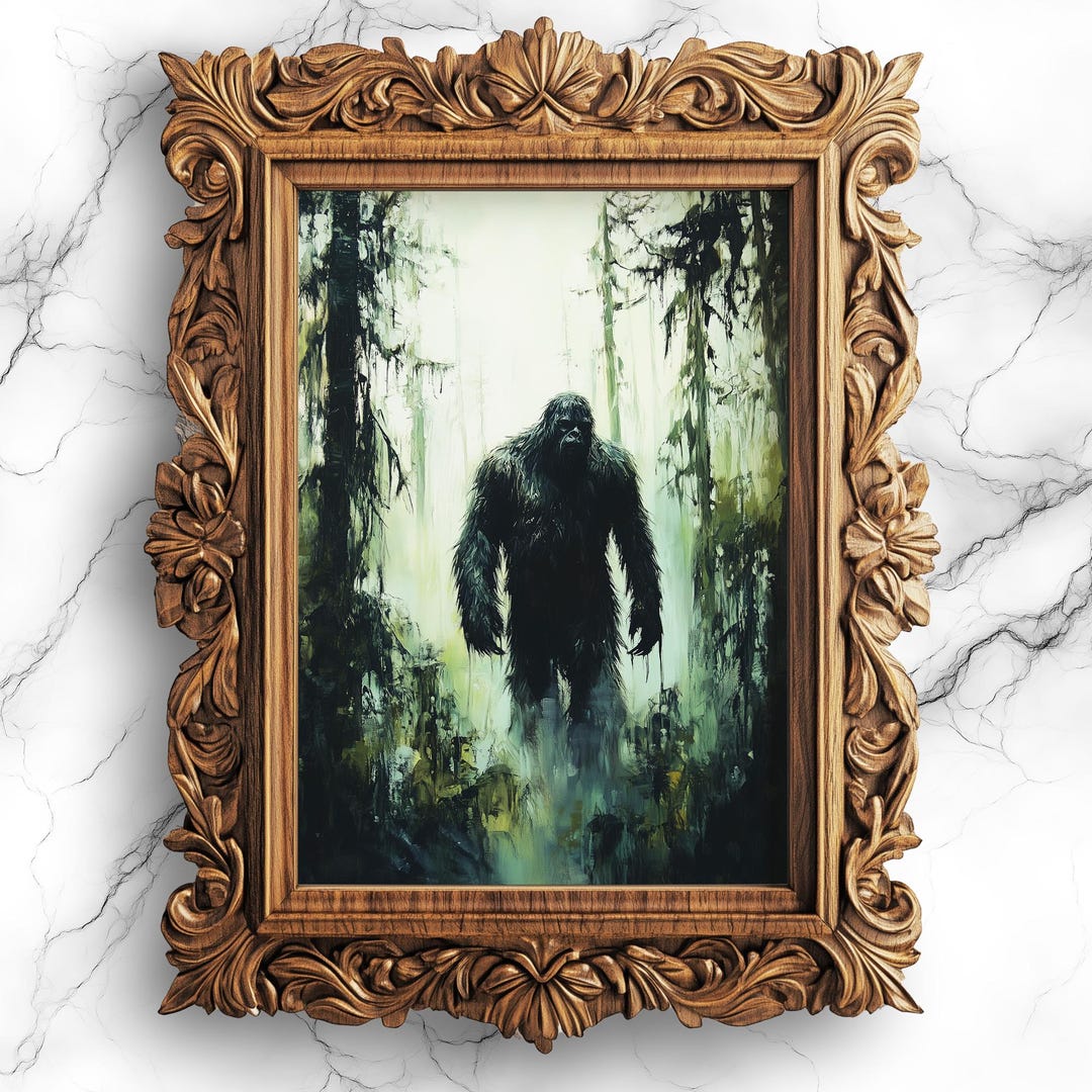 Cryptid Bigfoot Oil Painting Download - Dark Academia Aesthetic Wall ...