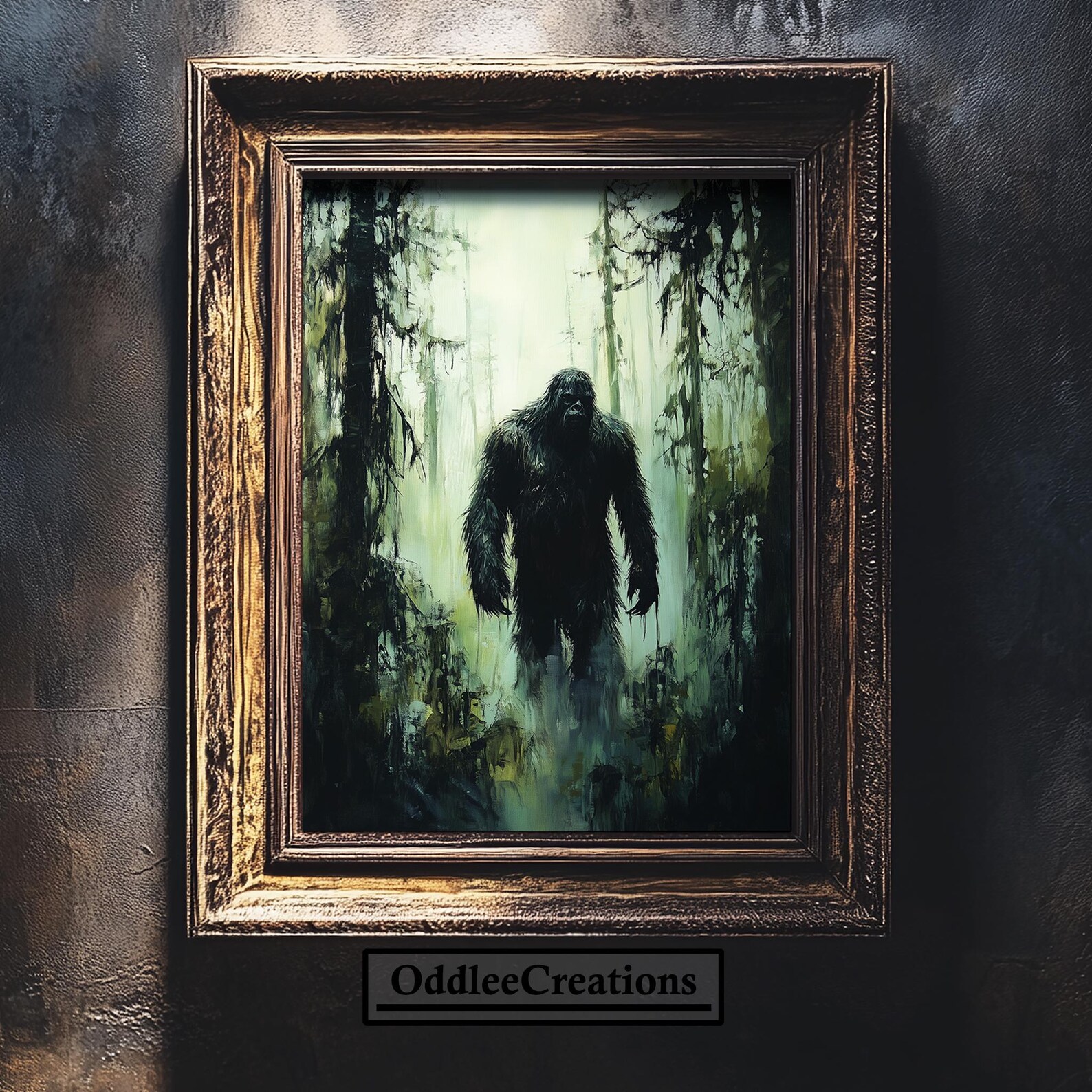 Cryptid Bigfoot Oil Painting Download - Dark Academia Aesthetic Wall ...