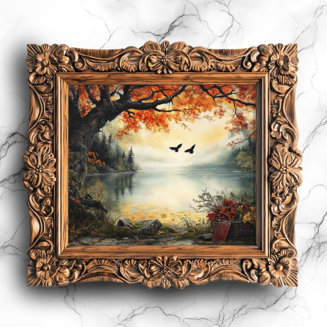 Gothic Cottagecore Autumn Lake Printable Art Dark Academia Enchanted ...