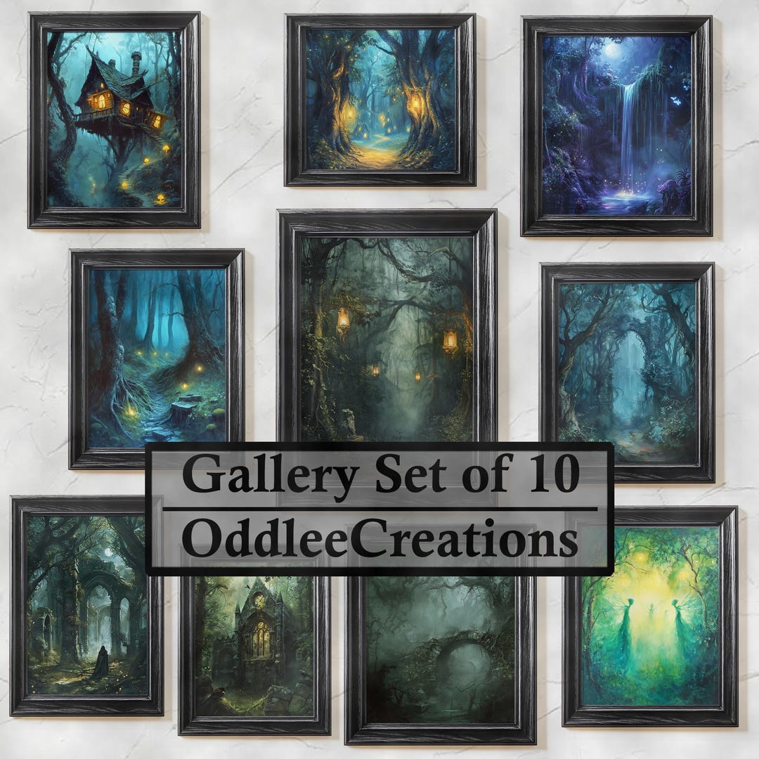Enchanted Forest Digital Art Set | 10 Mystical Woodland Printable for ...
