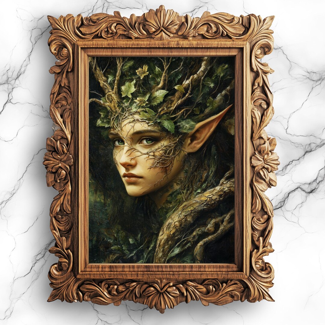 Magical Elf Portrait Digital Printable Art - Dark Academia Forest ...