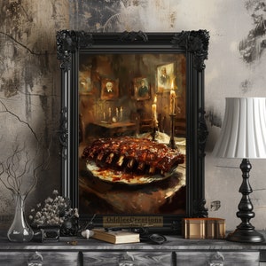 Southern BBQ Ribs Digital Wall Art, Mouth-watering Barbecue, Kitchen ...