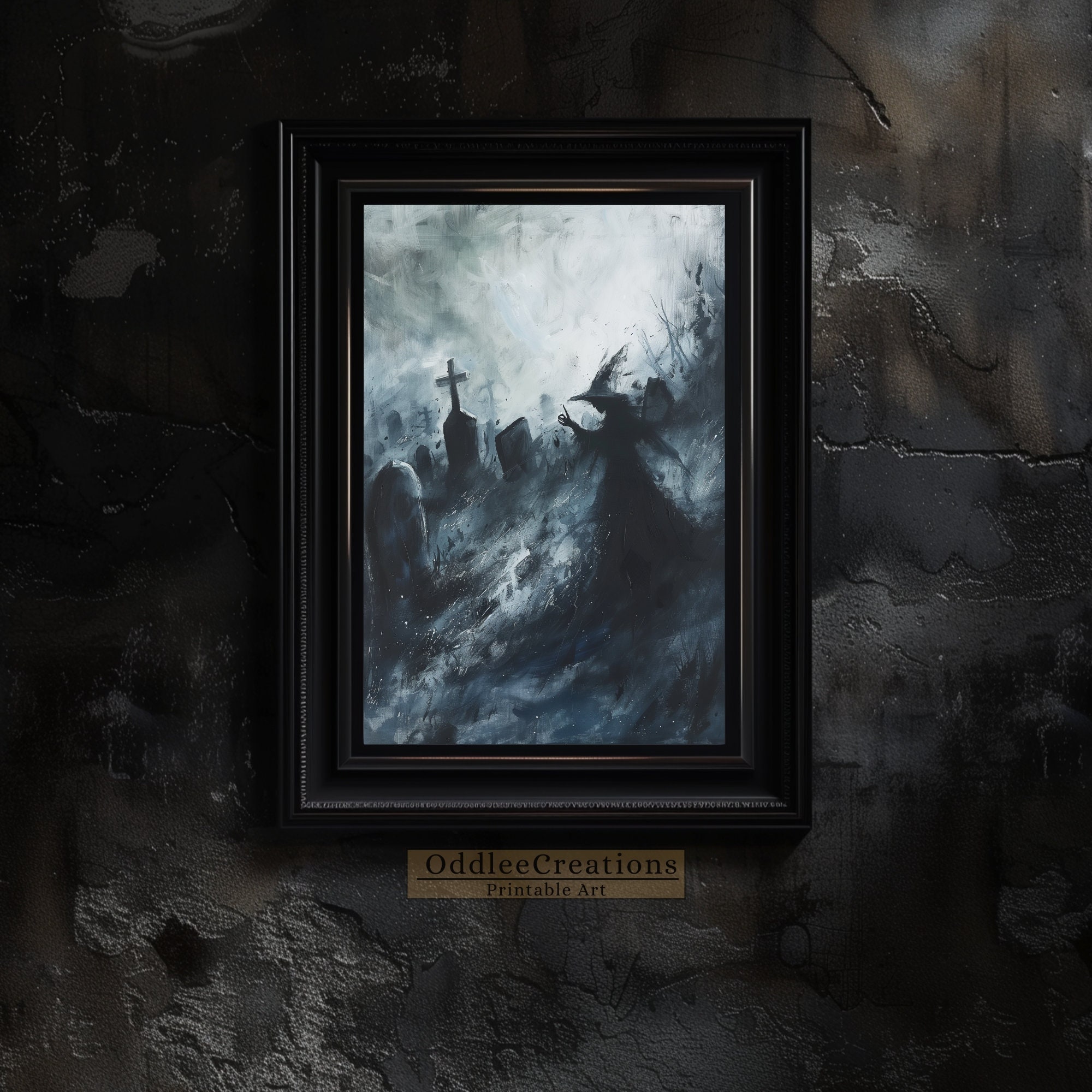 Haunted Graveyard Witch | Gothic Oil Painting | Supernatural Cemetery ...