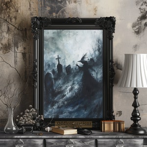 Haunted Graveyard Witch | Gothic Oil Painting | Supernatural Cemetery ...