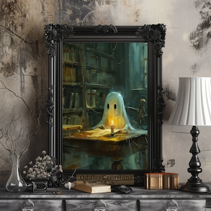 Ghostly Writer Digital Wall Art of a Ghost Writing in a Book, Spooky ...
