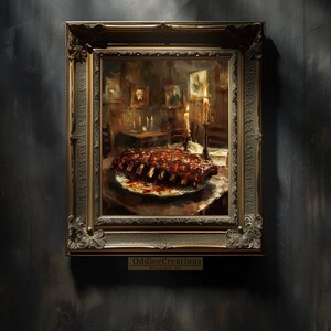 Southern BBQ Ribs Digital Wall Art, Mouth-watering Barbecue, Kitchen ...