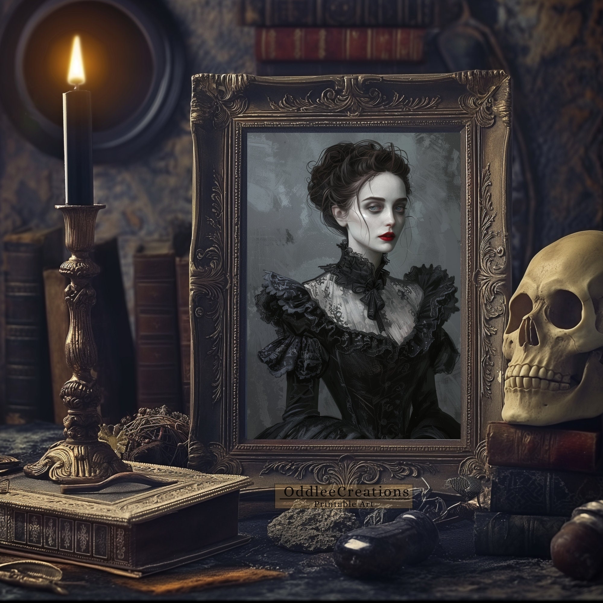 Mystical Vampire Portrait - Digital Oil Painting for Gothic Home - Home ...
