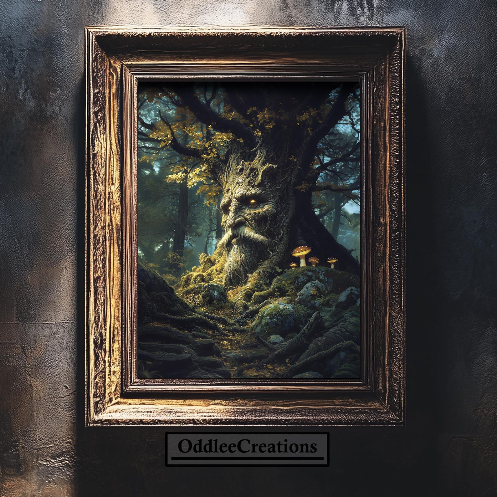 Ancient Guardian Tree Digital Printable Art - Moody Enchanted Forest ...