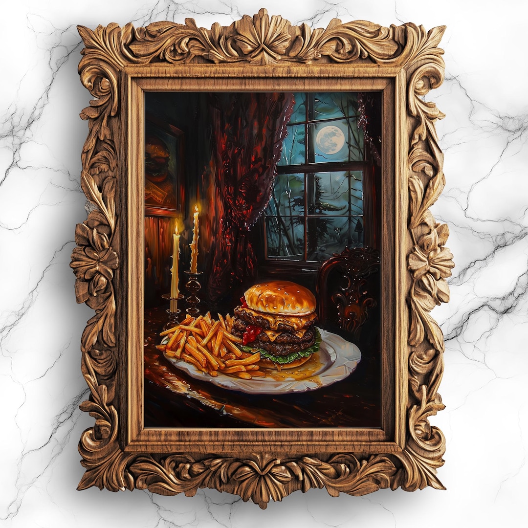 Cheeseburger Digital Printable Art Poster | Burger Lover's Wall Decor ...