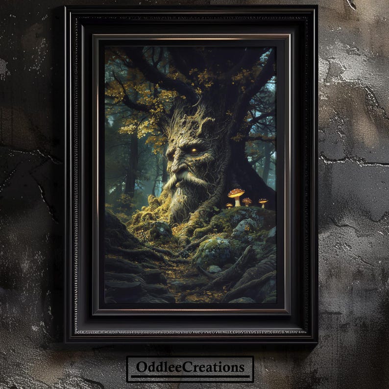 Ancient Guardian Tree Digital Printable Art - Moody Enchanted Forest ...