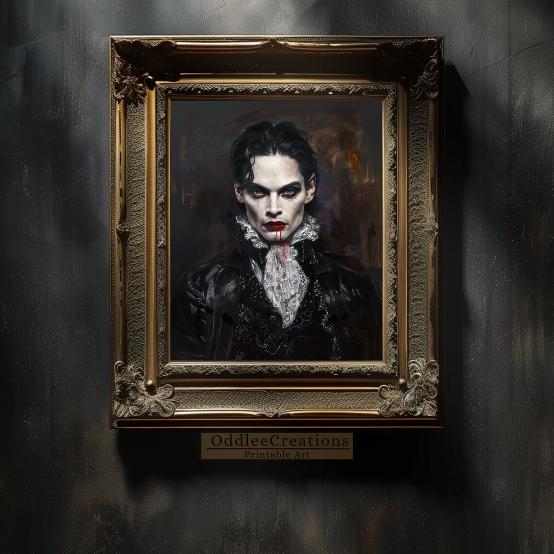 Gothic Young Vampire Digital Poster - Dark Fantasy Art, Vampire ...