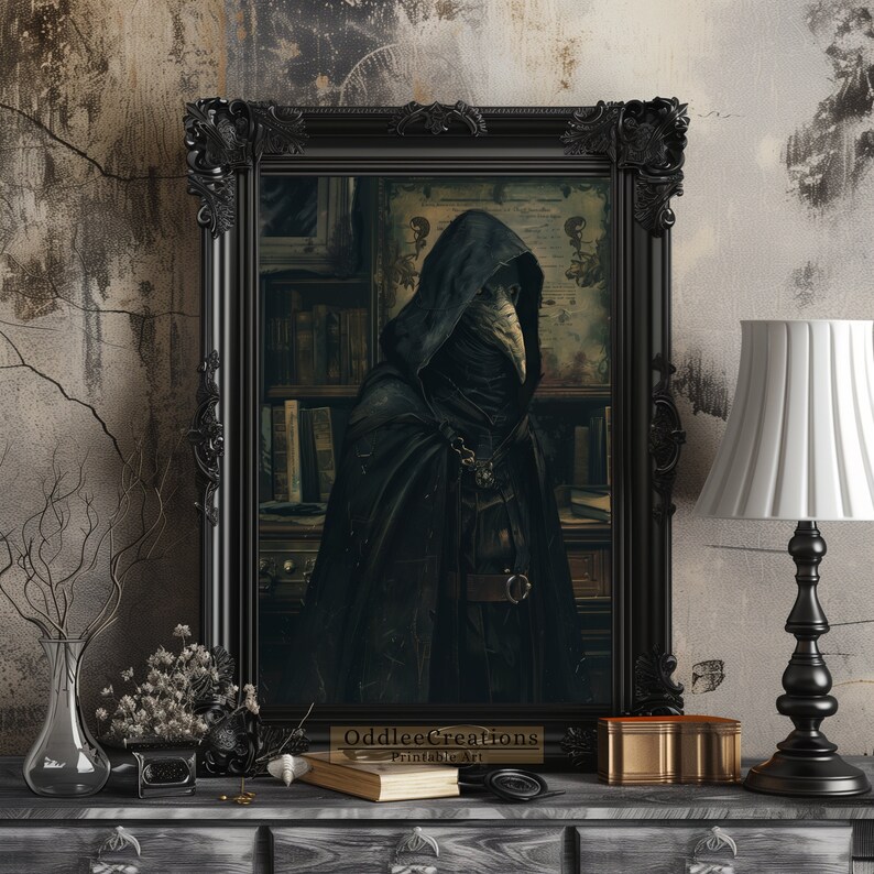 Victorian Plague Doctor Portrait Gothic Digital Wall Art Poster Antique ...