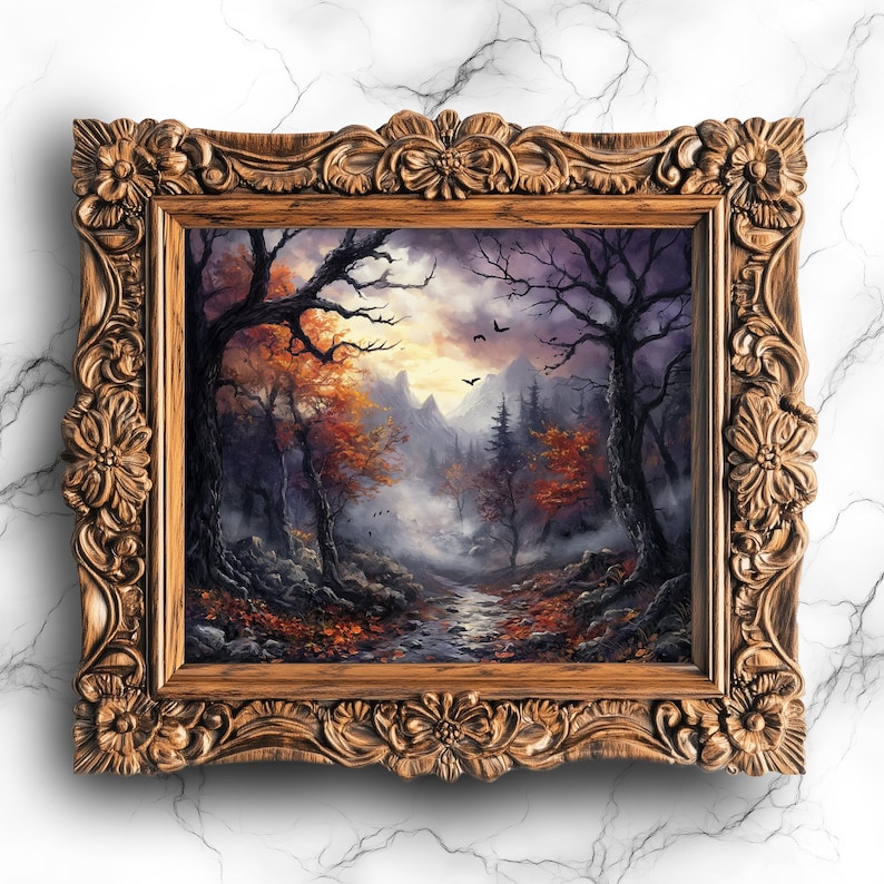 Twilight Gothic Forest Art Print Dark Academia Autumn Landscape ...