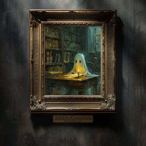 Ghostly Writer Digital Wall Art of a Ghost Writing in a Book, Spooky ...