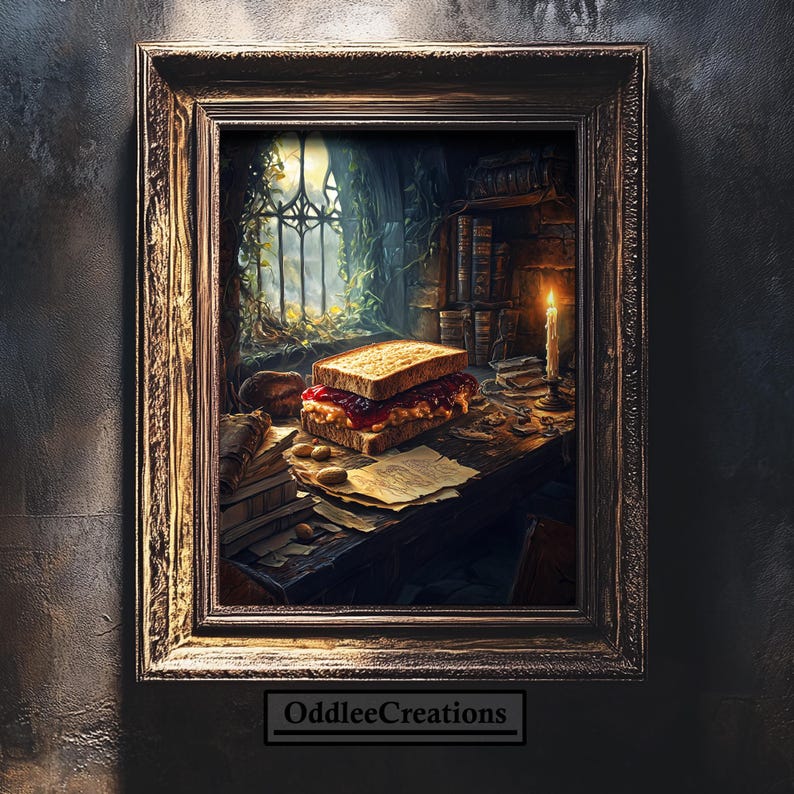 Dark Academia Rogue Desk With PB&J Sandwich - Gothic Fantasy Digital ...