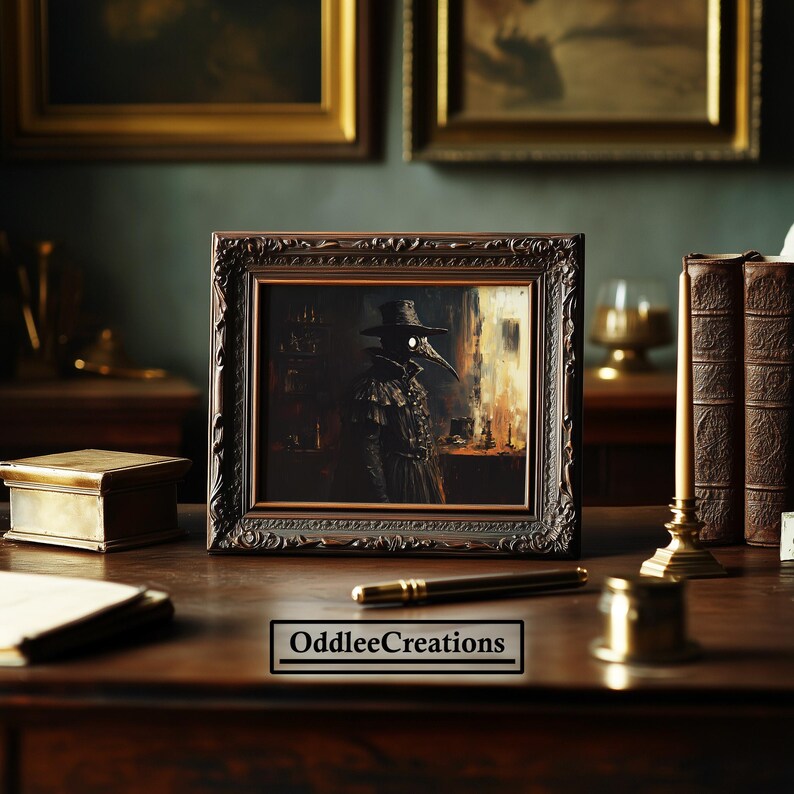 Victorian Plague Doctor Portrait - Dark Eerie Oil Painting, Gothic ...