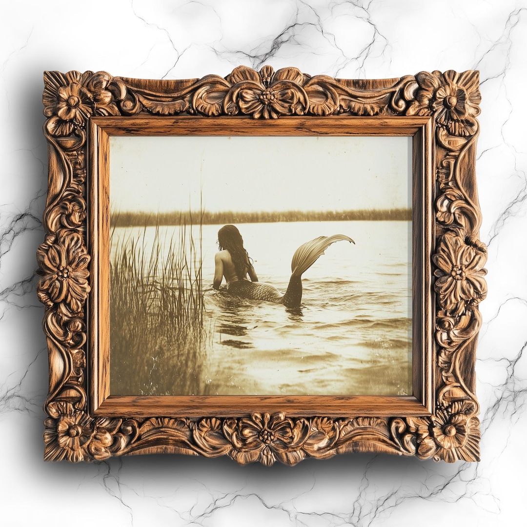 Vintage Mermaid Sepia Printable Art - Digital Wall Decor, Nautical ...