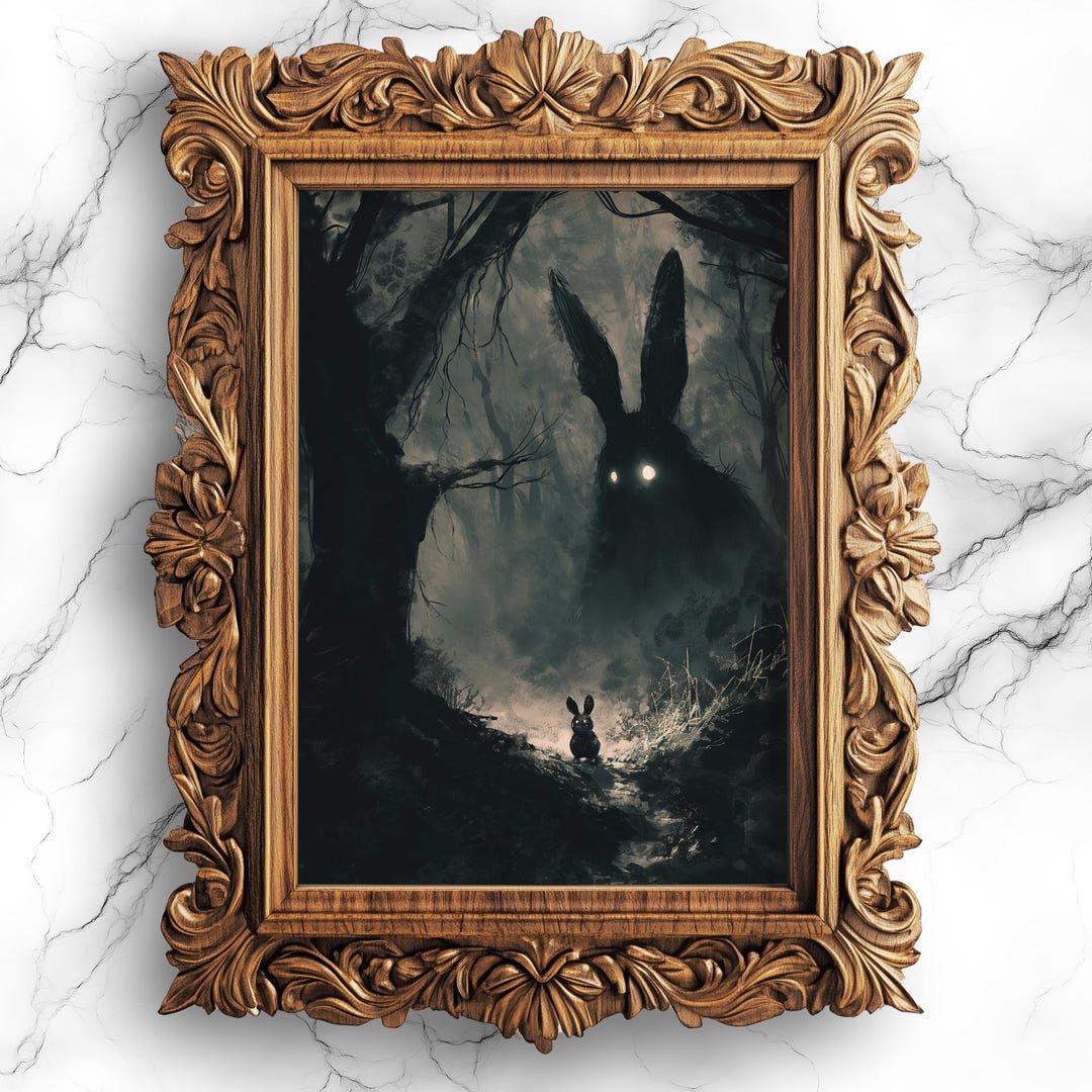 Haunting Rabbit Bunny in Forest Oil Painting - Forest Digital Art for ...