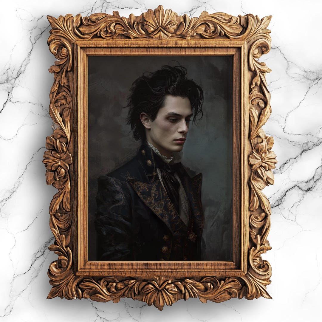 Hauntingly Beautiful Young Vampire - Digital Oil Painting Print - Home ...