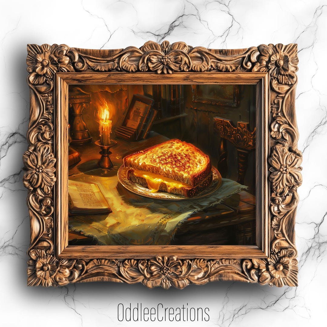 Grilled Cheese in a Surreal Setting | Digital Oil Painting | Artistic ...