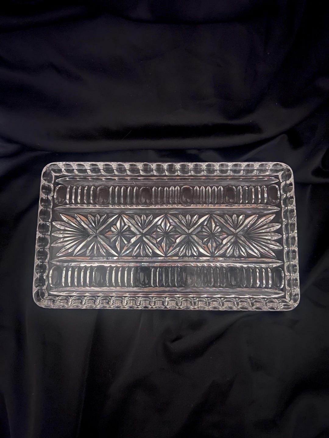 Vintage Cut Glass Tray - Etsy