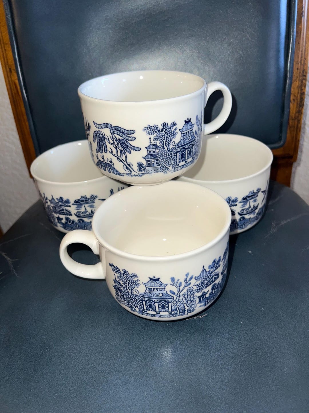 Vintage Blue Willow by Churchill England Mugs (4) - Etsy
