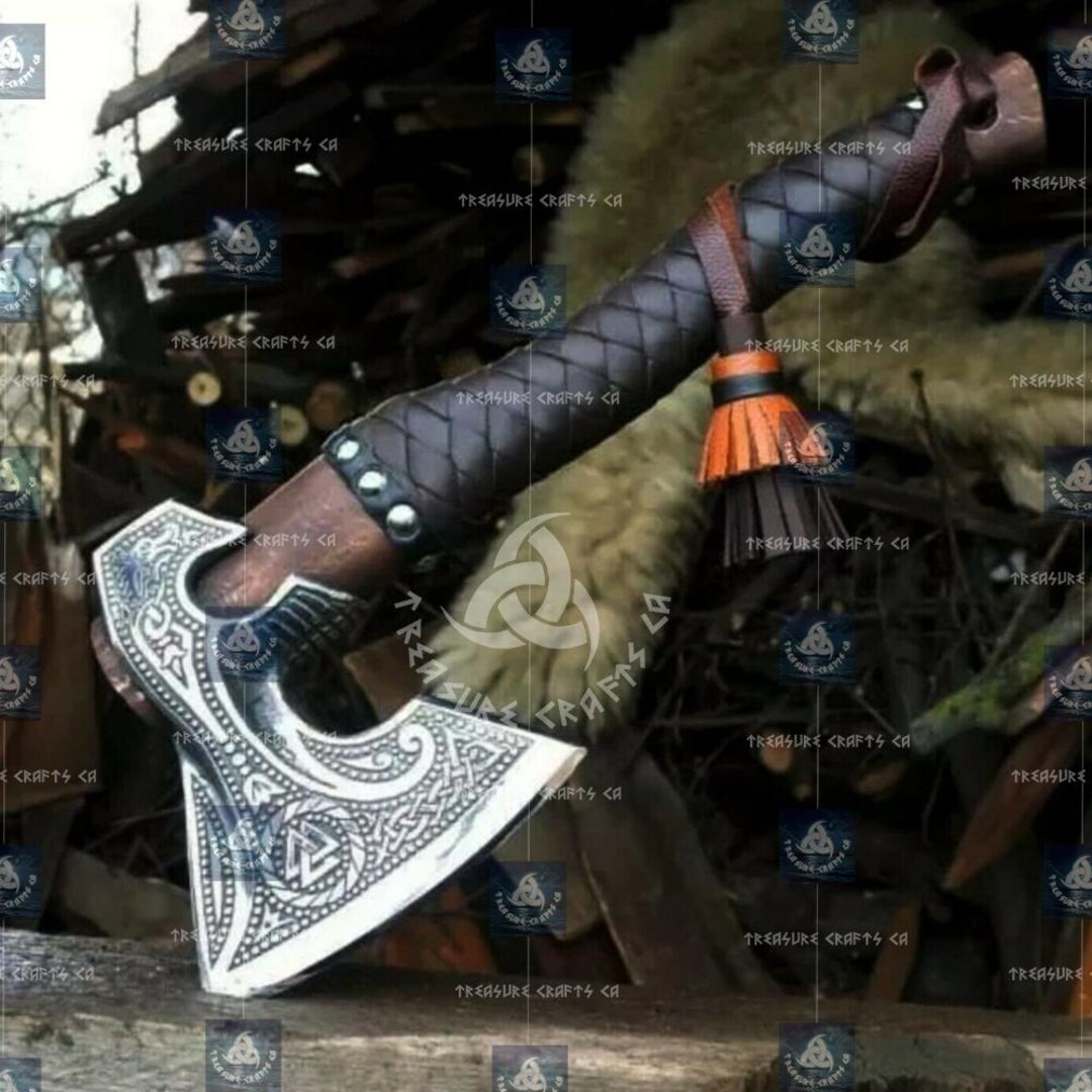 Modern Custom Viking Axe, Hand-forged Carbon Steel, Ash Wood Handle ...