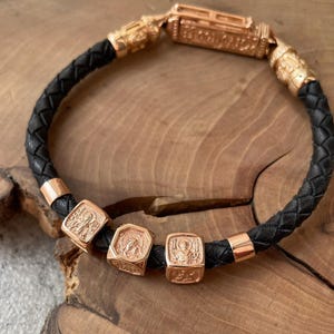 Orthodox Leather and Gold Bracelet Christian Jewerly Prayer Bracelet ...