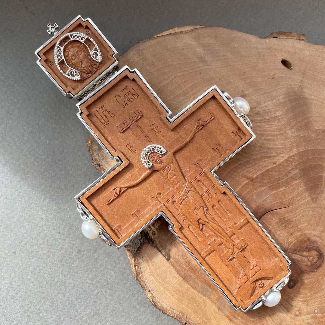 Orthodox Christian Pectoral Cross Pendant 925* 950* Silver Jesus ...