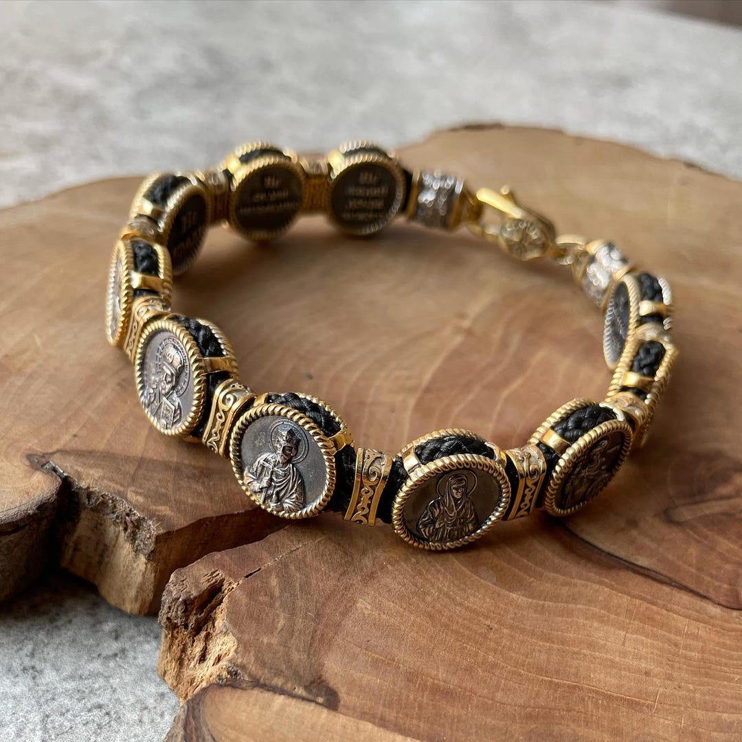 Gold Plated Orthodox Bracelet With Saints Christian Bracelet 925 ...