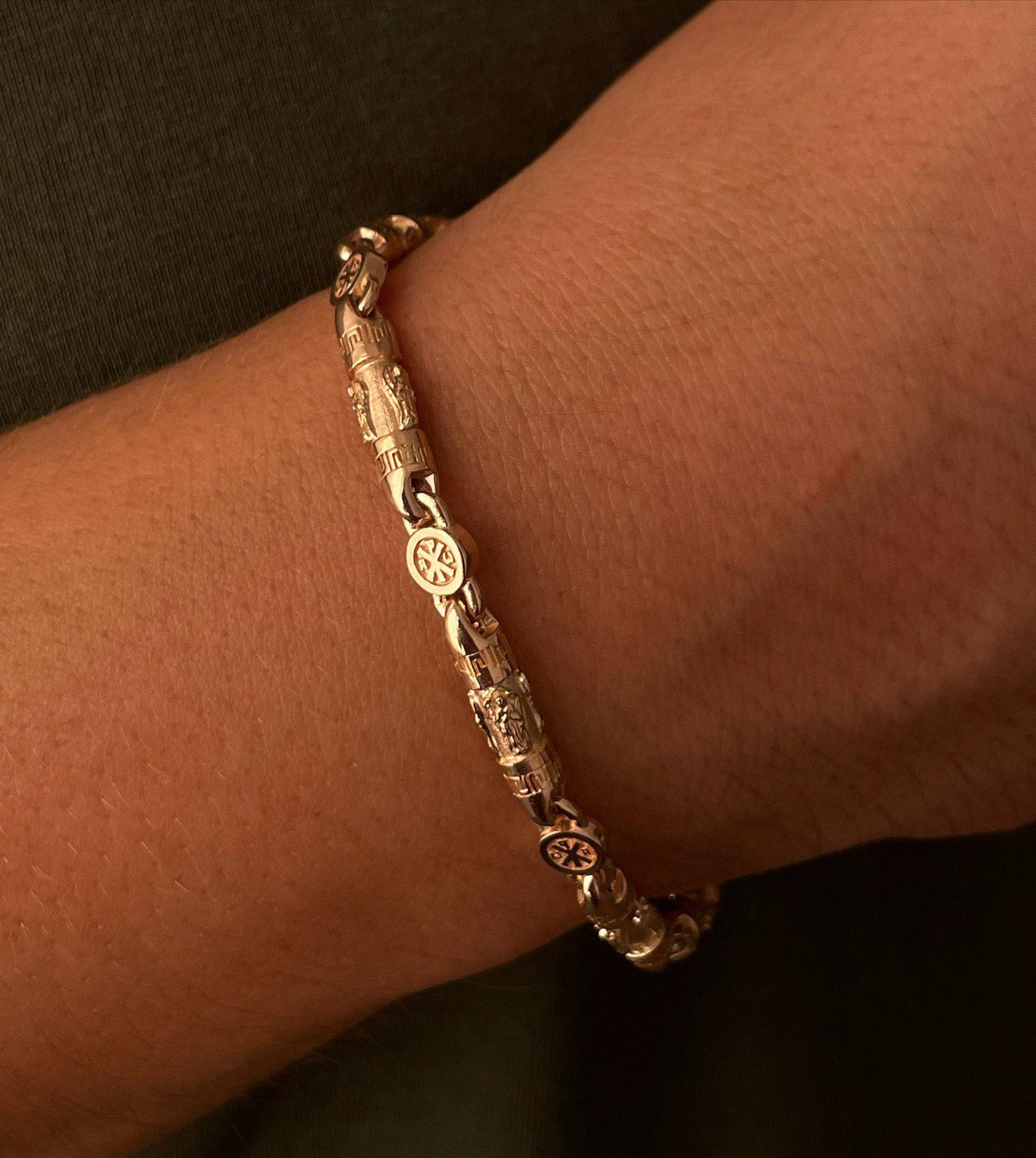 Handmade 585* Gold Bracelet With Guardian Angel and Christ Orthodox ...