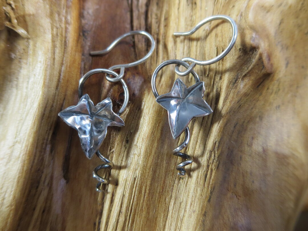Elven Sterling Silver Ivy Tendril Dangle Earrings, Botanical Silver ...