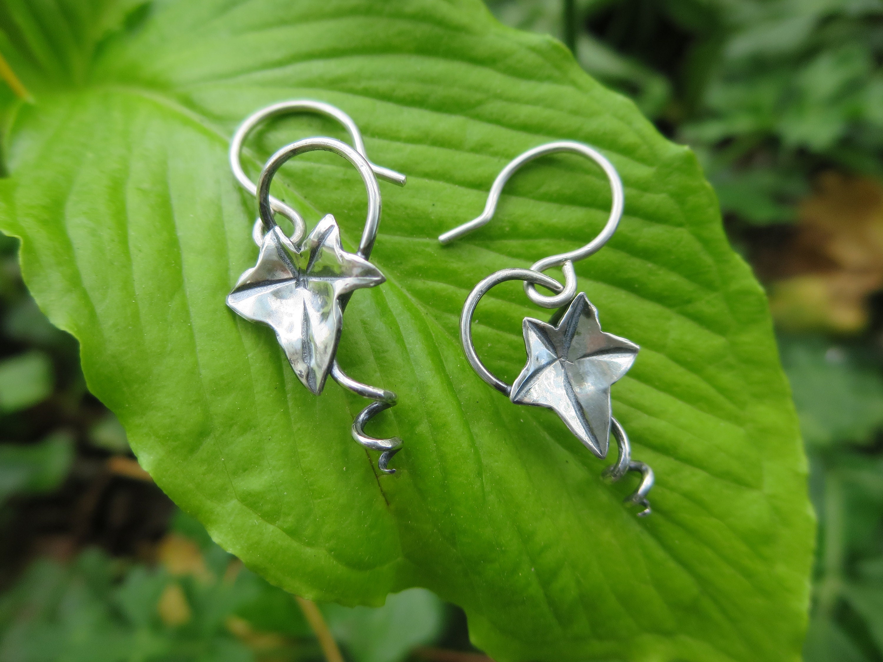 Elven Sterling Silver Ivy Tendril Dangle Earrings Botanical - Etsy