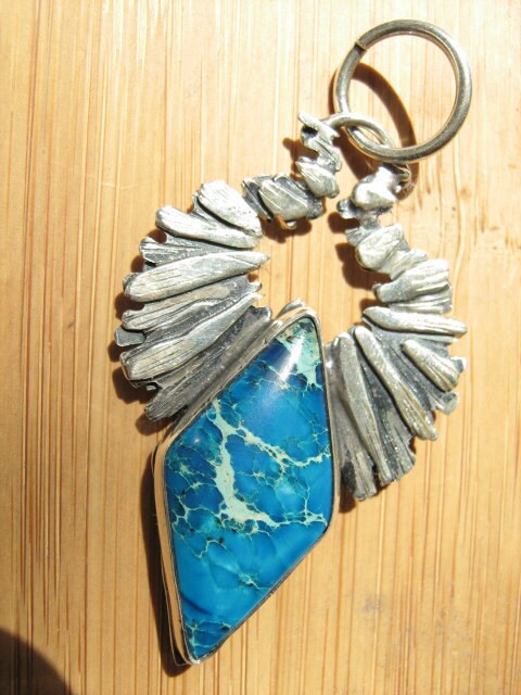 Blue Jasper Antelope Pendant: Sterling Silver Brutalist Jewelry - Etsy