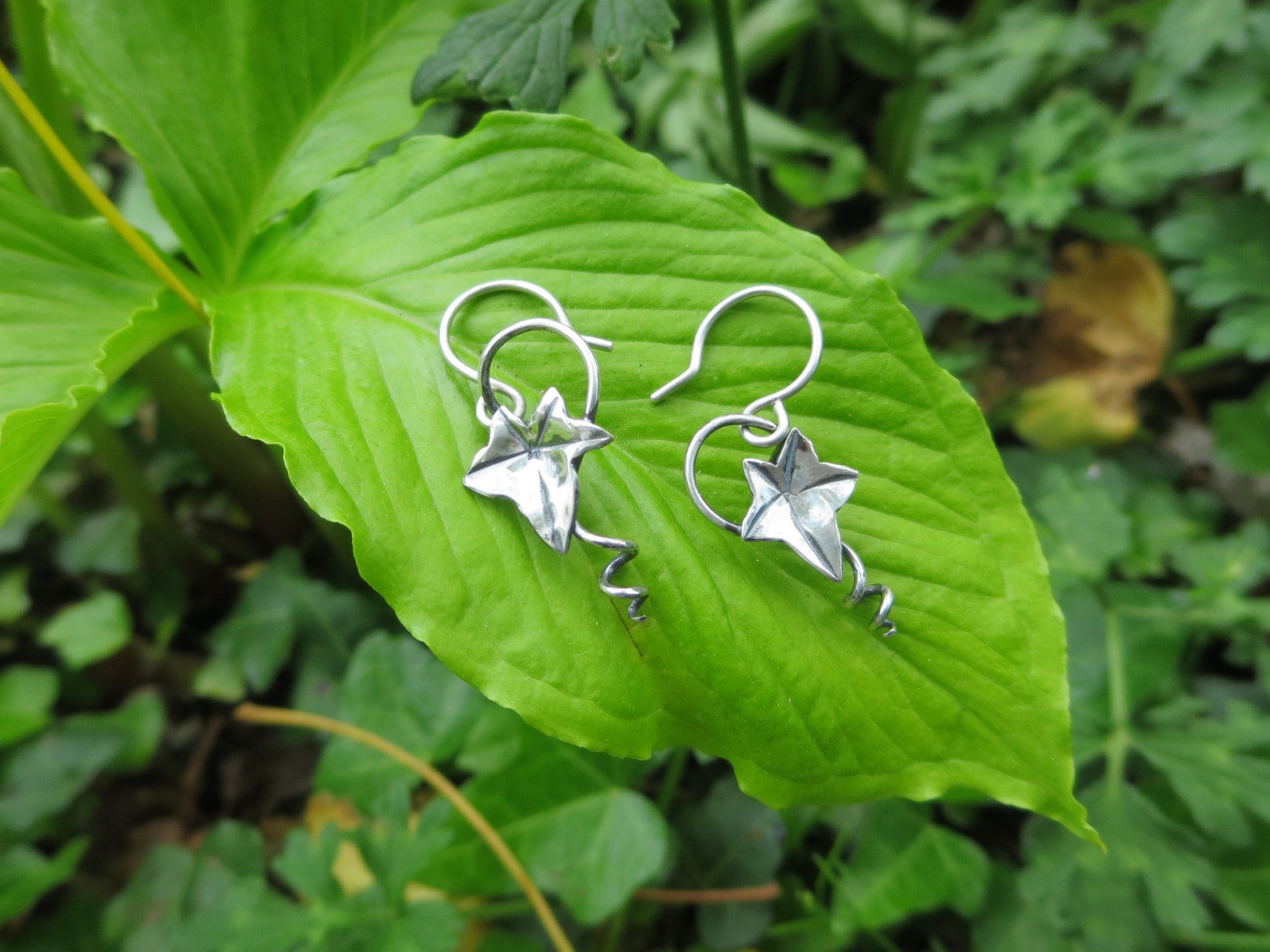 Elven Sterling Silver Ivy Tendril Dangle Earrings Botanical - Etsy