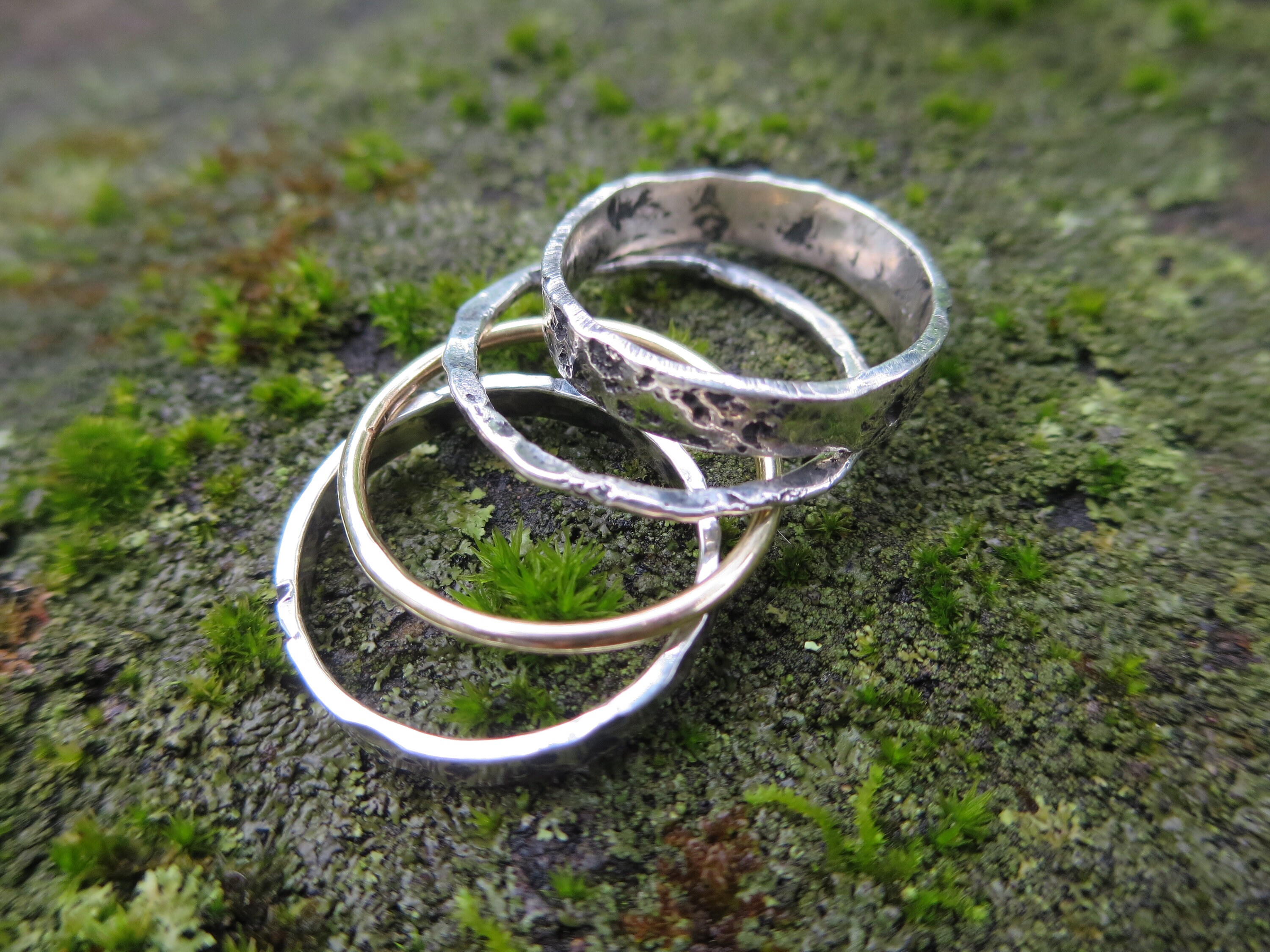 Hammered and Distressed Mixed Metal Stacking Ring Set of 4, Size 6.5 ...