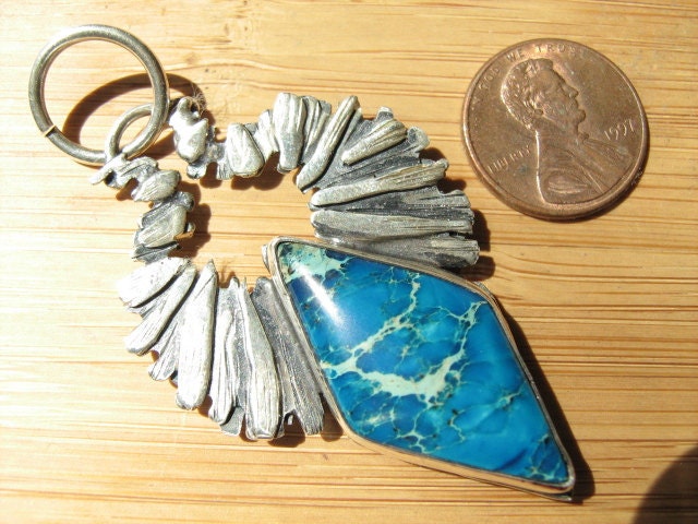 Blue Jasper Antelope Pendant: Sterling Silver Brutalist Jewelry - Etsy