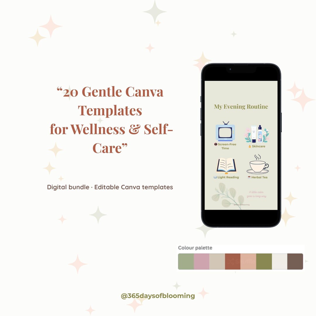 Wellness and Self-care Canva Template Bundle. 20 Editable Templates ...